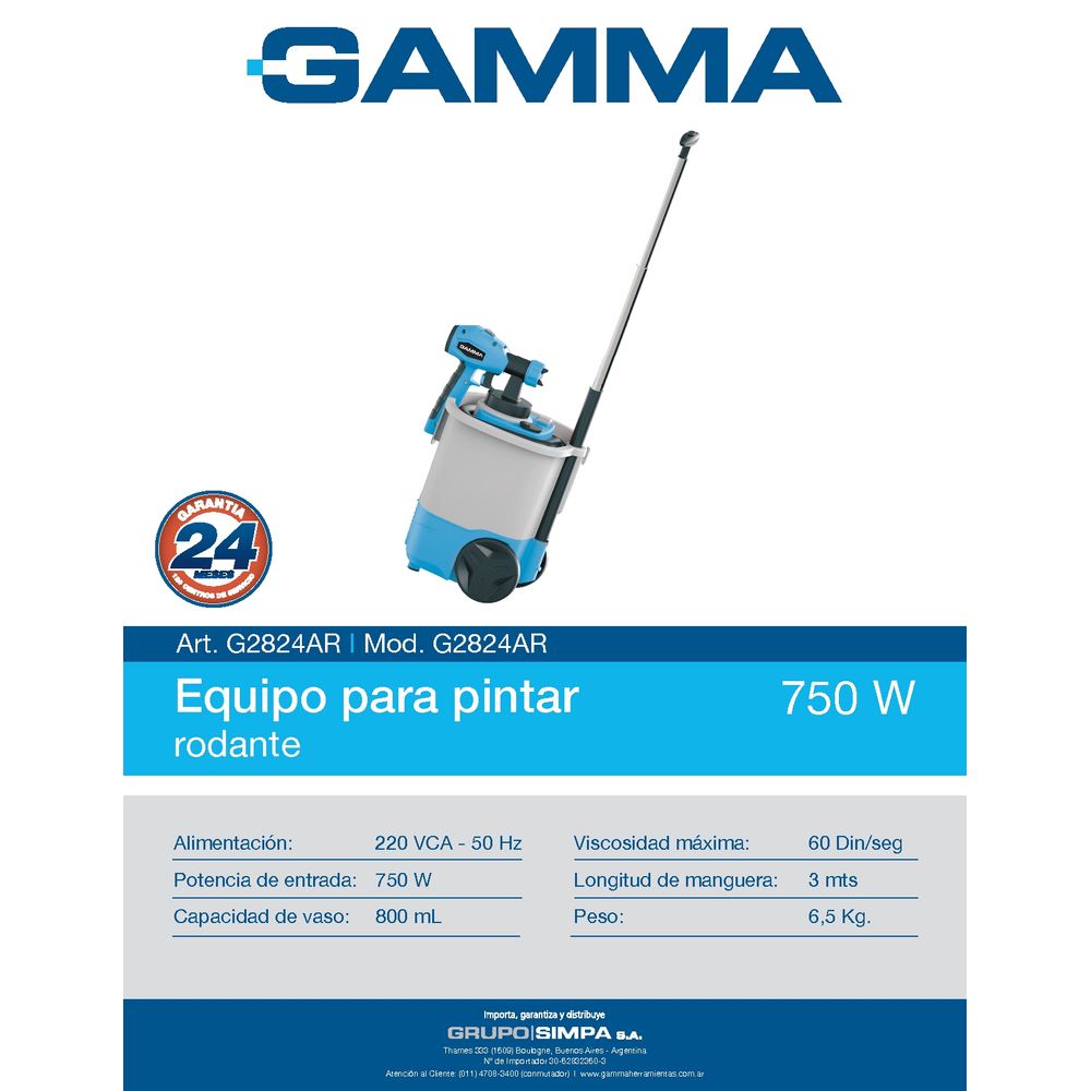 Equipo para pintar rodante 750W | Gamma Market - gammaherramientasar