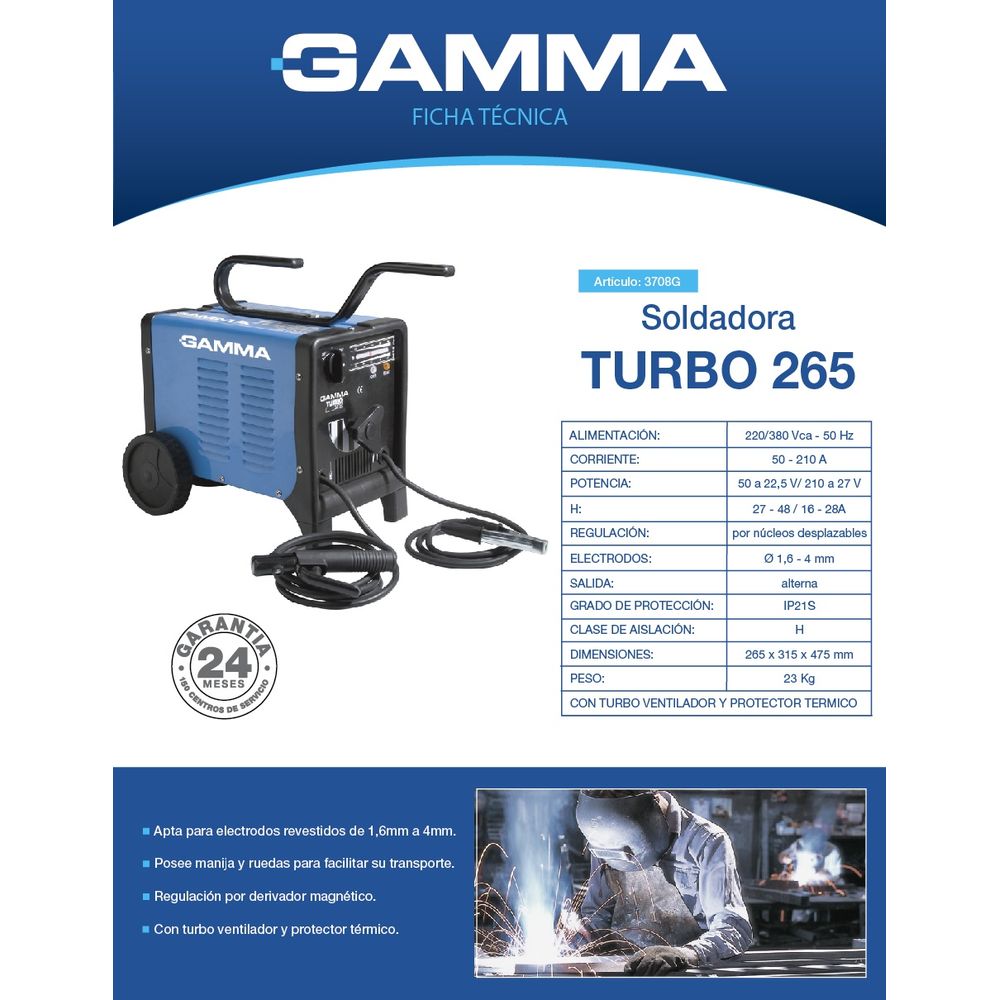 Soldadora turbo 265 | Gamma Market - gammaherramientasar