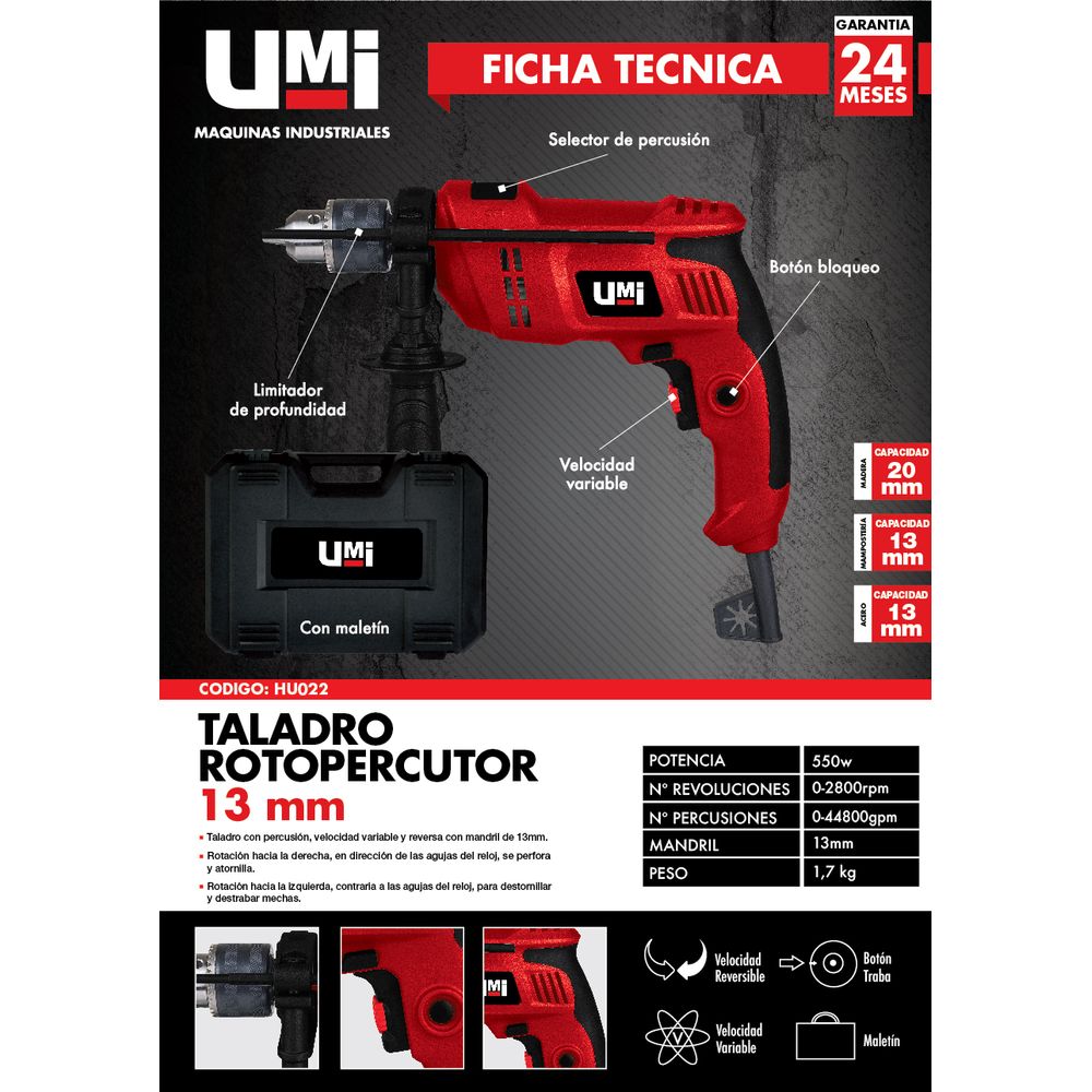 Taladro Industrial 550w UMI | Gamma Market - gammaherramientasar