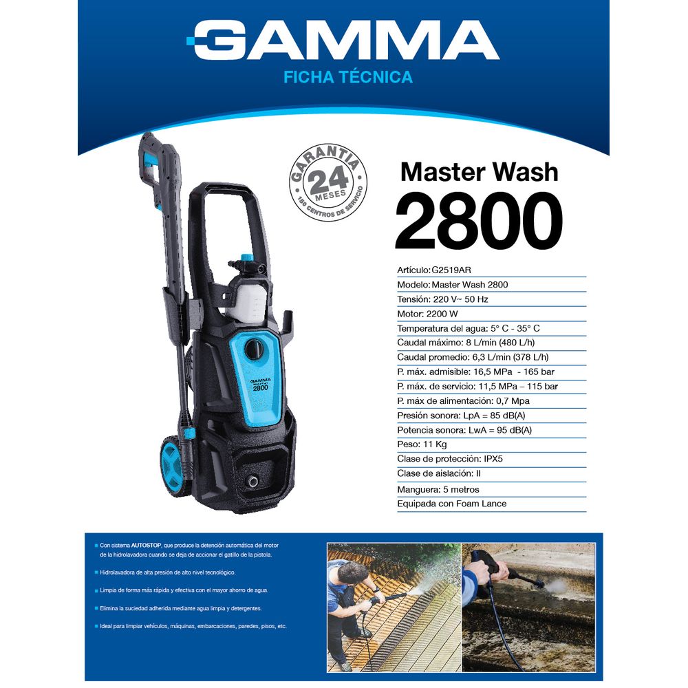 Hidrolavadora Master Wash 2800- G2519AR - gammaherramientasar