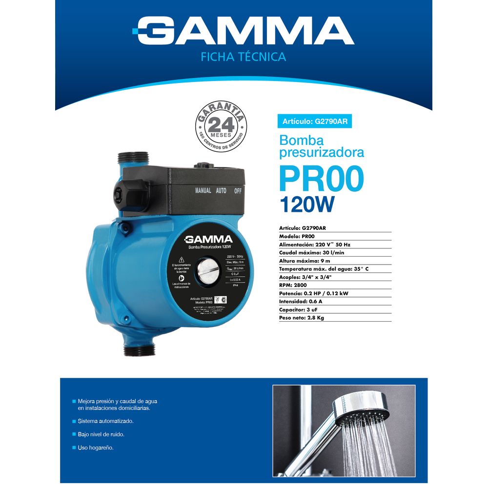 Bomba presurizadora PR00 120W - G2790AR - gammaherramientasar